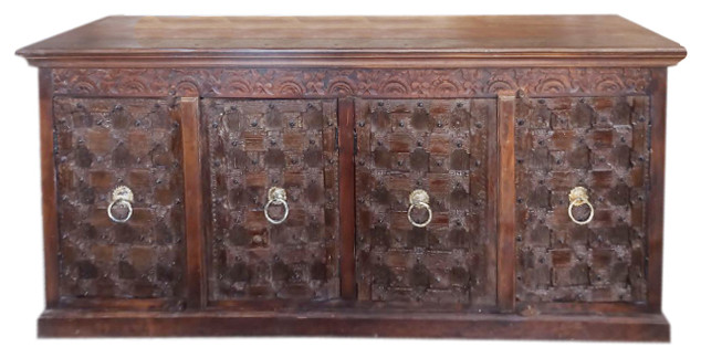 Consigned Antique Rustic Carved Credenza Vintage Country Farmhouse ...