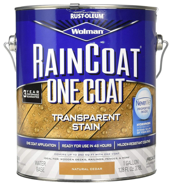 Wolman 288337 RainCoat One Coat Transparent Stain, 1-Gallon, Natural ...