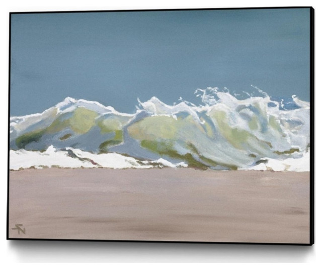 Giant Art Canvas 24x18 Shore Break 3 Framed in White - Beach Style ...