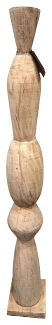 Wood, 48" Totem Pillar, Brown - Rustic - Decorative Objects And ...