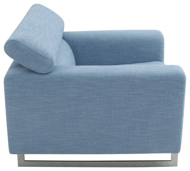 Serena Modern Blue Lounge Chair With Silver Leg, 41.7"W x 40.6"L x 35"H ...