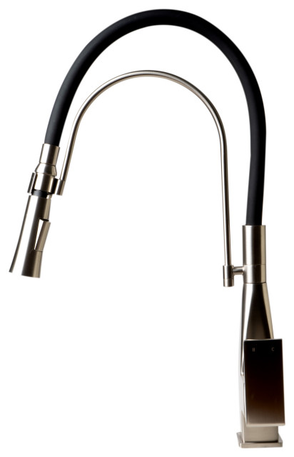 Alfi Brand Brushed Nickel Square Kitchen Faucet With Black Rubber Stem ...