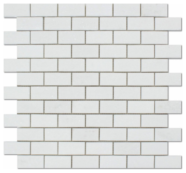 Sample of 1 X 2 Thassos White Marble Split Faced M. Tile - Traditional ...