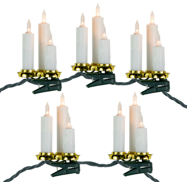7ct Dripping Clip On Candle Cluster Christmas Lights 6.5' Green Wire ...