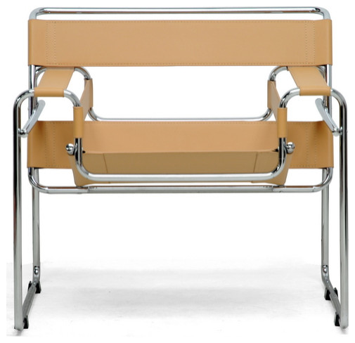 Jericho Tan Leather Mid-Century Modern Accent Chair - Contemporary ...