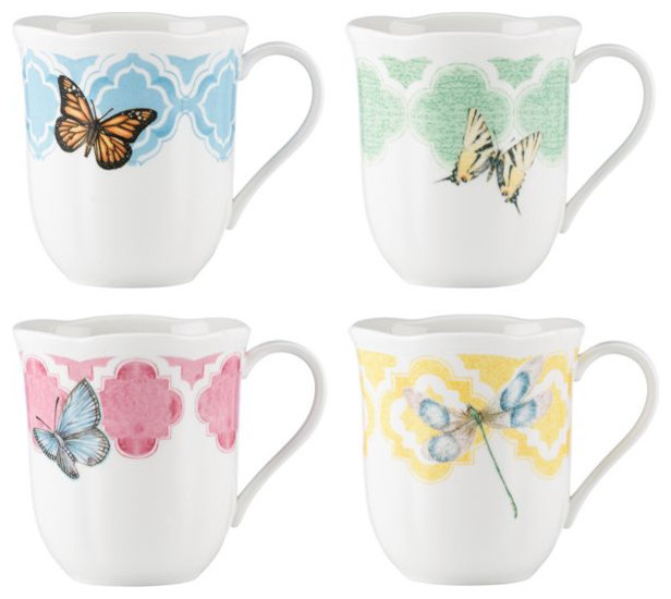 Lenox Butterfly Meadow Trellis 12 Ounce Dessert Mug, Set of 4 ...