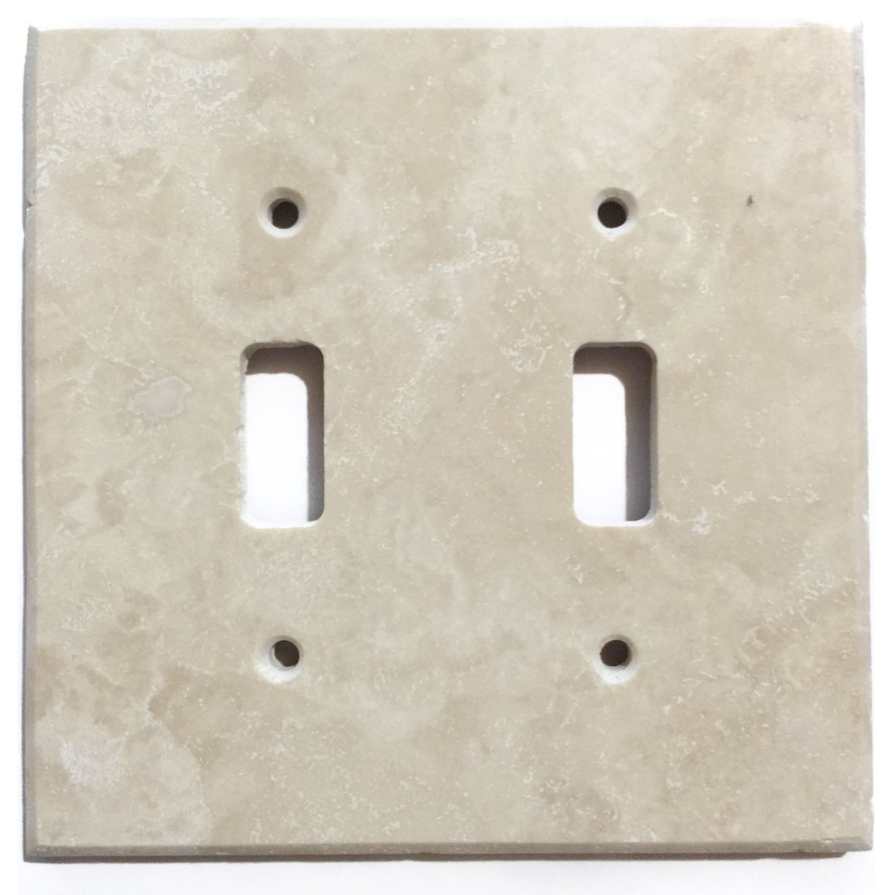Ivory Travertine Double Toggle Switch Wall Plate / Switch Plate / Cover ...