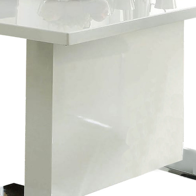 Modern Style Metal Dining Table with T Shaped Design Structure, White ...