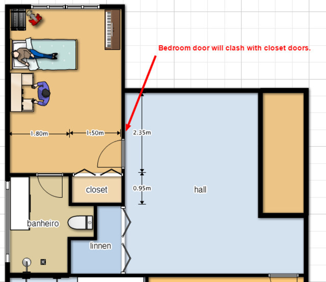 Help with closet and bedroom doors clashing | Houzz Forum