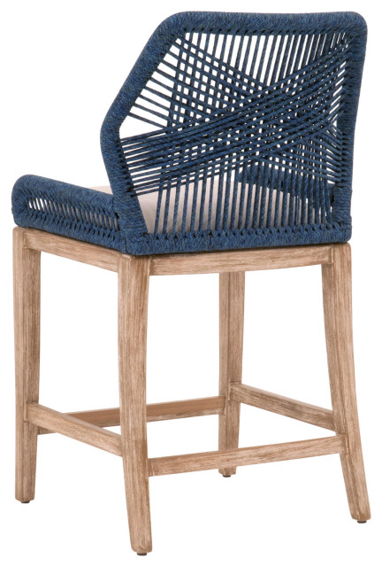 Transitional Wooden Counter Stool with Rope Weave Design, Set of 2 ...
