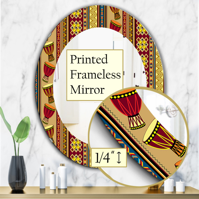 Designart African Drum Beckground Bohemian Frameless Oval Or Round Wall ...