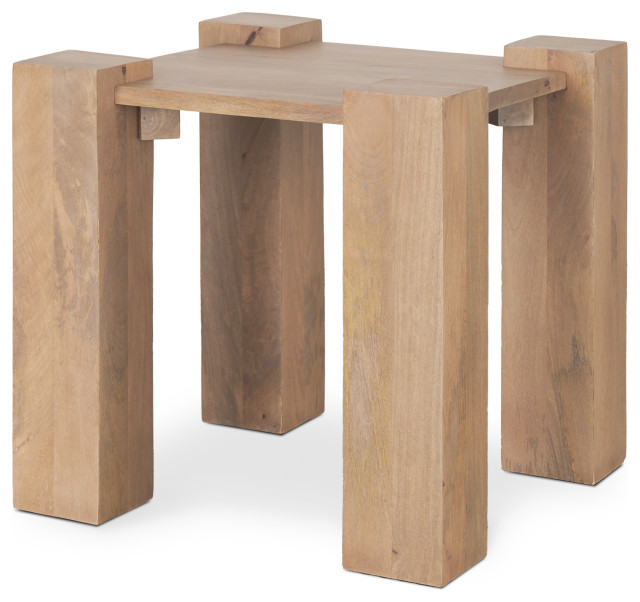 Beth Light Brown Wood Square Accent Table - Transitional - Side Tables ...