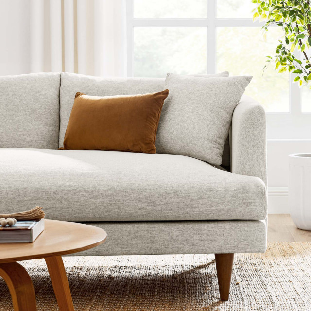 Zoya Left-Facing Down Filled Overstuffed Sectional Sofa, Heathered ...