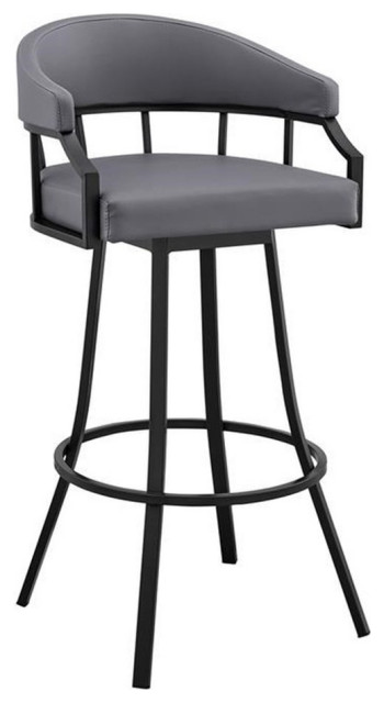 Armen Living Valerie 30"Faux Leather Swivel Bar Stool in Slate Gray ...