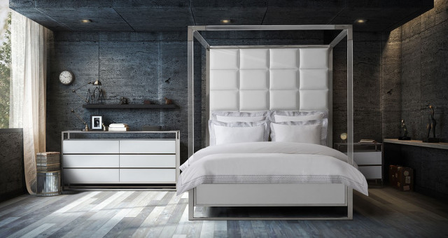 State St. Eastern King Canopy Bed - Off White - Contemporary - Canopy ...