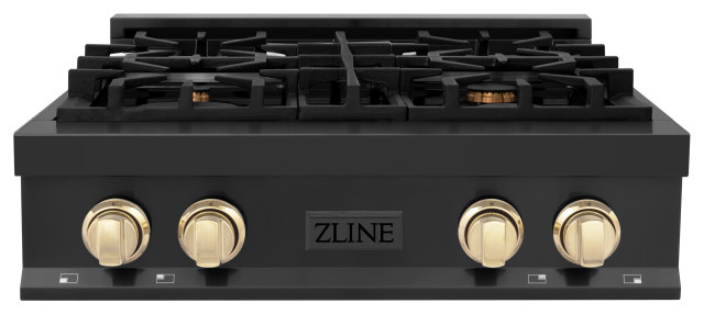 ZLINE 30" Rangetop, Black Stainless Steel With Gold Accents, RTBZ-30-G ...