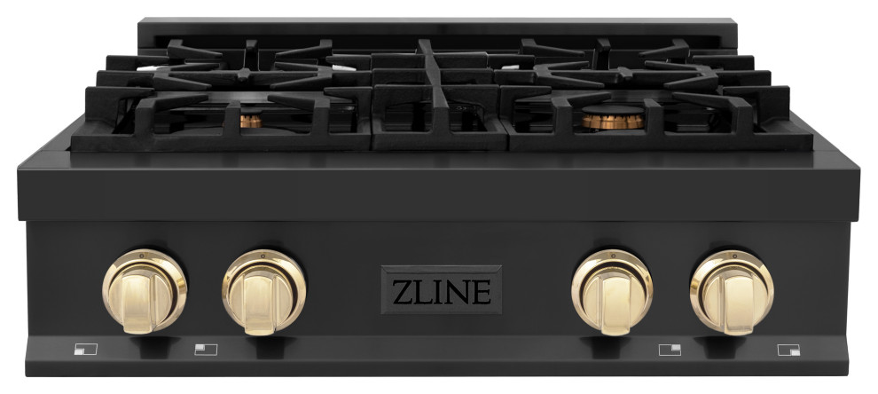 ZLINE 30" Rangetop, Black Stainless Steel With Gold Accents, RTBZ-30-G ...