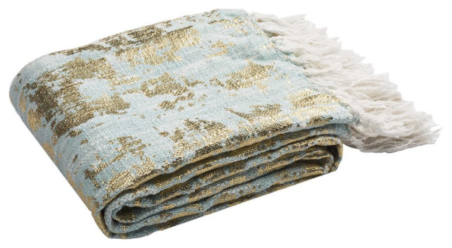 Gemma Metallic Throw Blue/Gold Safavieh, #N/A - Contemporary - Throws ...