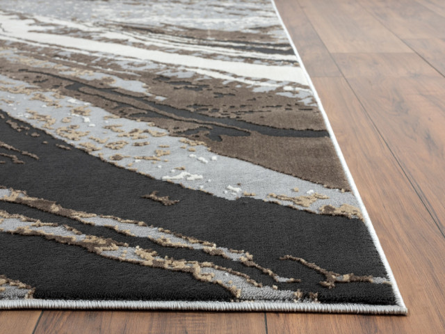 Abani Aspen Collection ASP160A Contemporary Gray Marble Area Rug, 4 x 6 ...