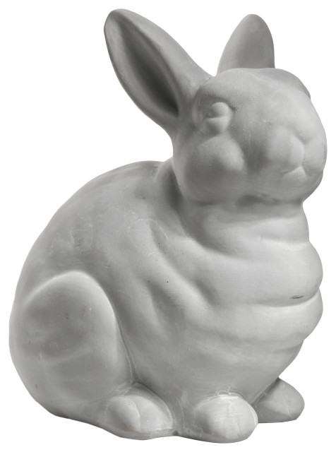 Terracotta Kneeling Rabbit Figurine Washed Gray Finish, Large ...