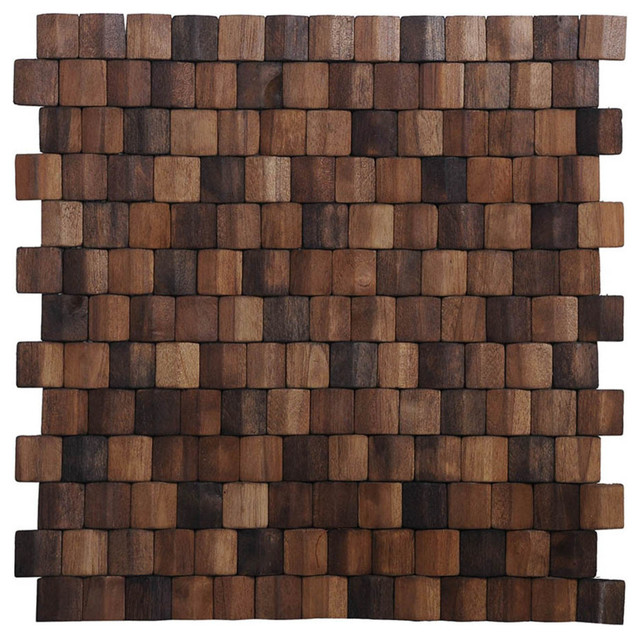 East at Main Terrace Wood Mosaic Multi Brown Wall Tile - Rustic ...