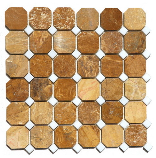Interlocking Polished Autumn Gold Octagon Marble Tile - Contemporary ...