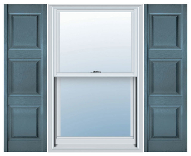 Custom Three Equal Panel, Raised Panel Shutters, Wedgewood Blue ...