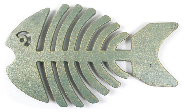 Antique Seaworn Bronze Cast Iron Fish Bone Trivet 11" - Beach Style ...