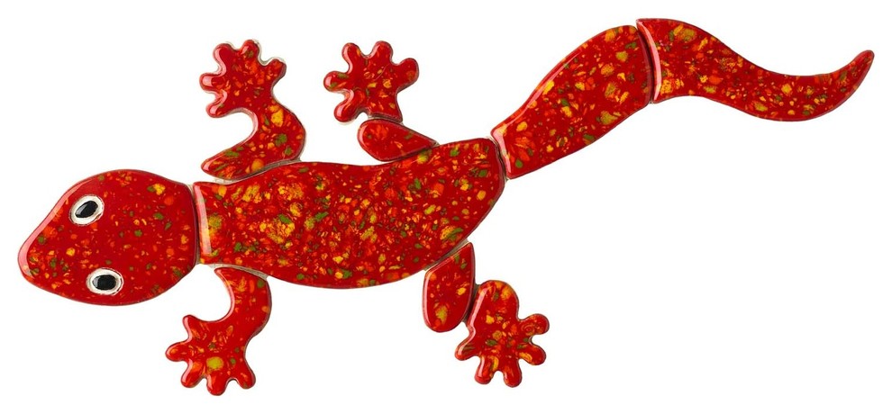 Leopard Gecko Ceramic Swimming Pool Mosaic, 12"x5" - Contemporary ...