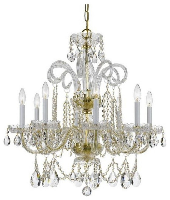 Crystorama Crystal 8 Lt Swarovski Strass Crystal Brass Chandelier V ...