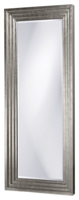 Delano Large Rectangular Bright Stepped Silver Leaf Mirror, Large ...