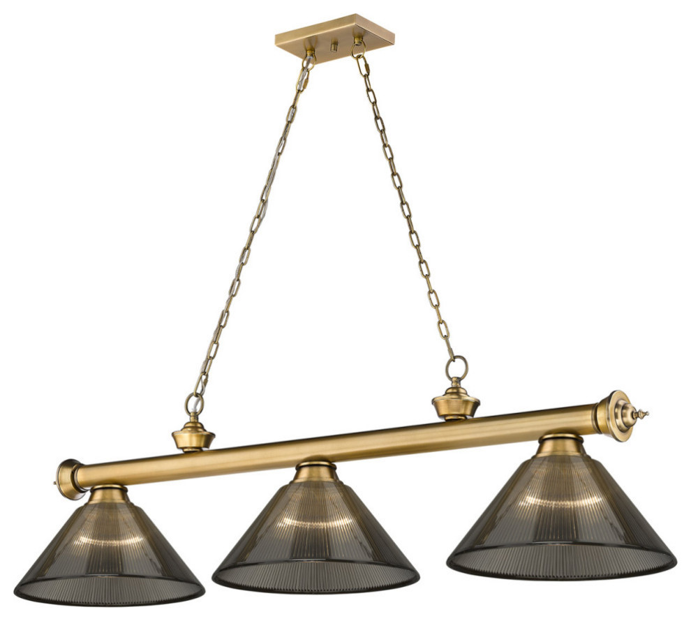 Cordon 3-Light Linear Pendant Light In Rubbed Brass - Transitional ...