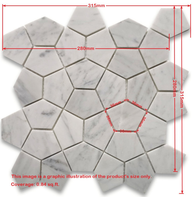 Calacatta Gold Marble Pentagon Geometric Mosaic Tile Polished, 1 sheet ...