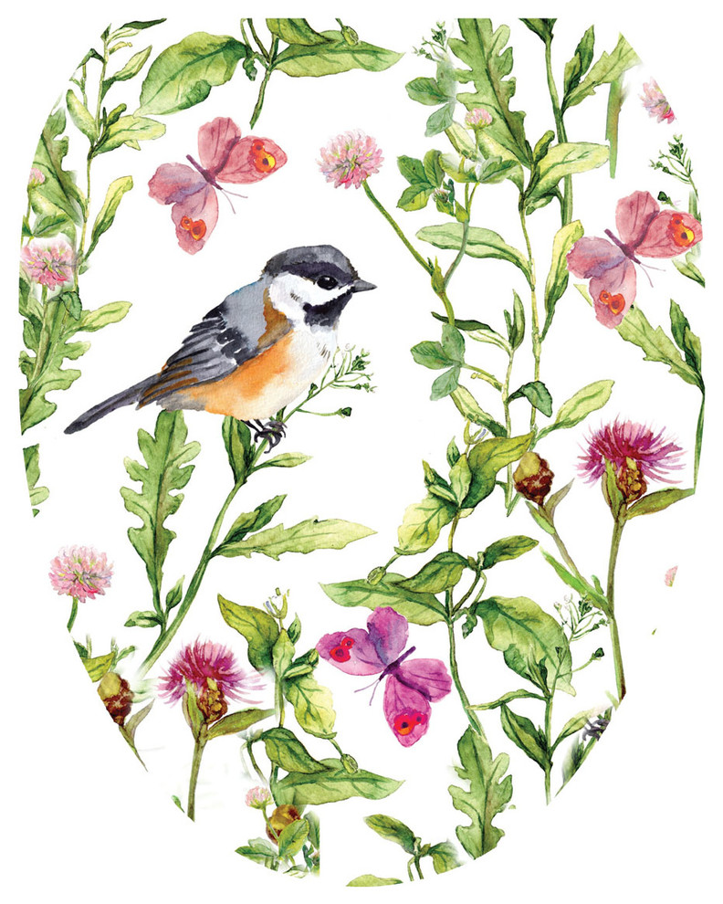 Chickadee in Garden Toilet Tattoos Seat Cover, Vinyl Lid Decal ...
