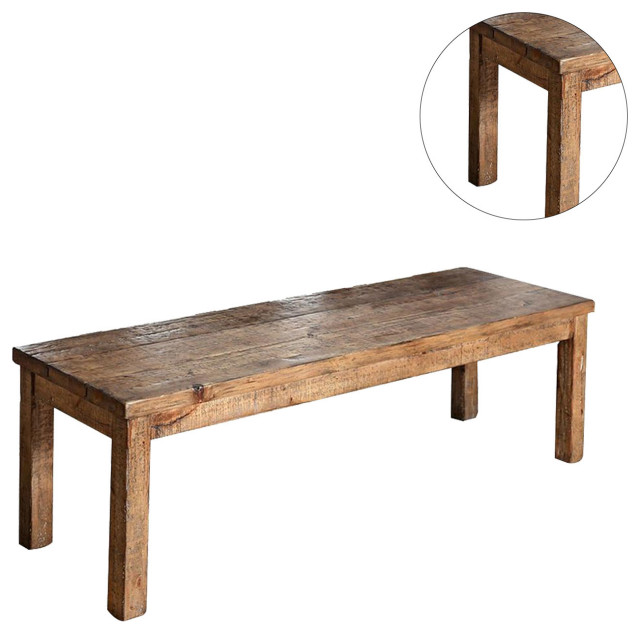 Rustic Pine Wooden Seating Bench - Transitional - Upholstered Benches ...