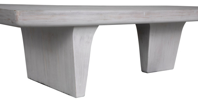 Ward Wood White Wash Rectangular Coffee Table - Farmhouse - Coffee ...