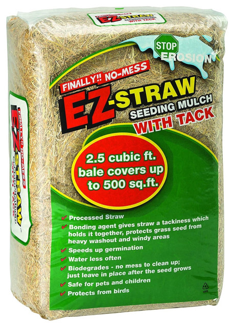 EZ-Straw Seeding Mulch with Tackifier Biodegradable Processed Straw a 2 ...