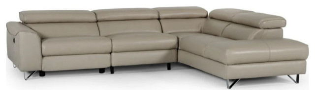 Sara Modern Light Taupe Teco-Leather Right Facing Sectional Sofa With ...