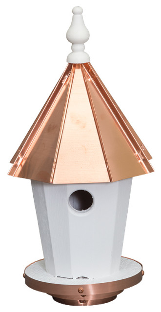 Round Blue Bird House with Copper Roof - Traditional - Birdhouses - by ...