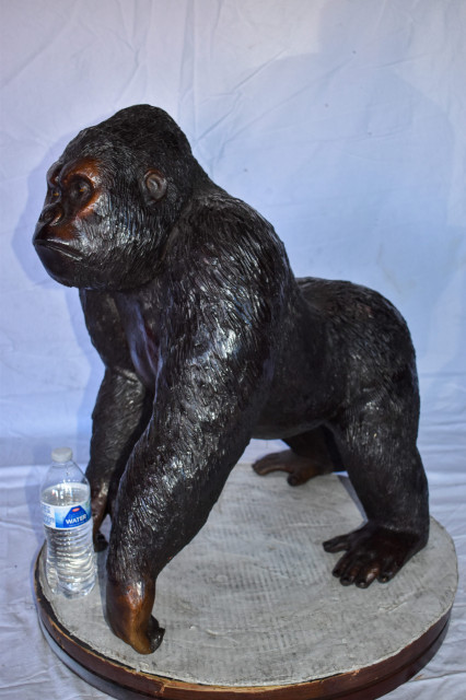 Gorilla Standing on Four Detailed Impressive Bronze Statue 20" x 17" x ...