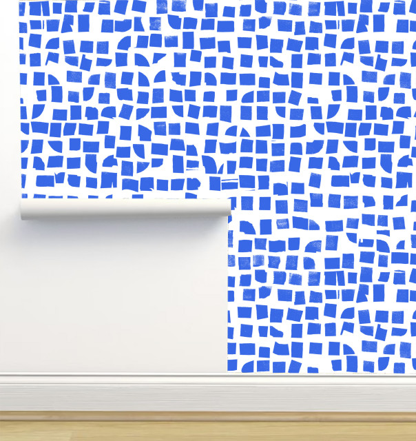 Blue Check Wallpaper by Julia Schumacher - Contemporary - Wallpaper ...