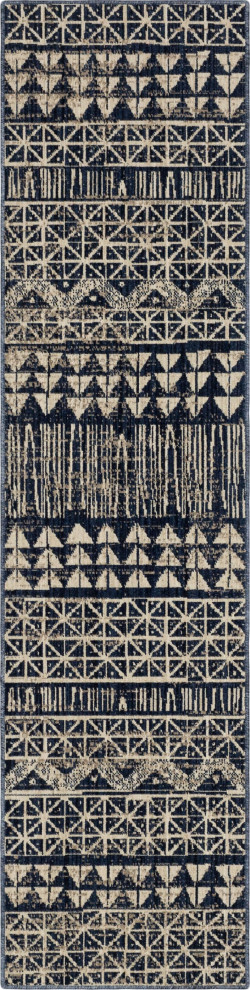 Mohawk Home Polson Blue Bohemian Geometric, 2'x8' - Scandinavian - Hall ...