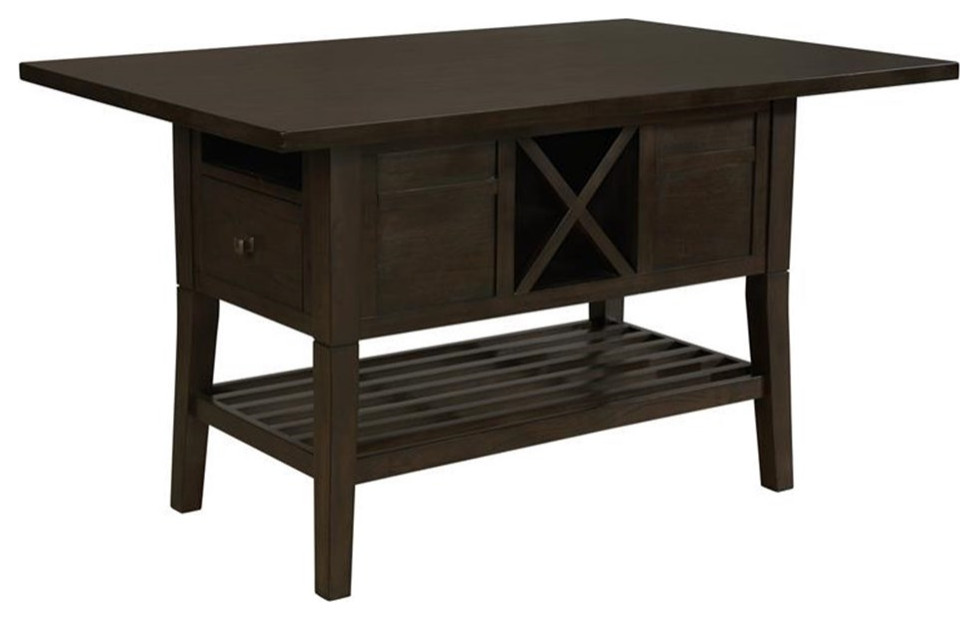 Cappuccino Wood Counterheight Dining Table with Storage Compartments ...