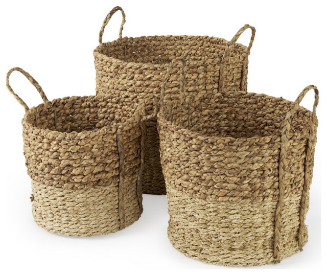 Set of Three Two Tone Wicker Storage Baskets - Tropical - Baskets - by ...