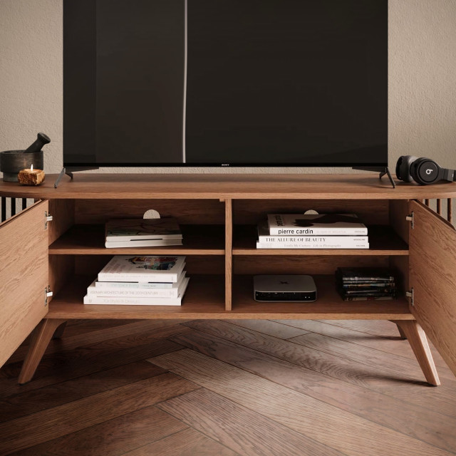 Quentin TV Stand, Dark Oak - Midcentury - Entertainment Centers And Tv ...