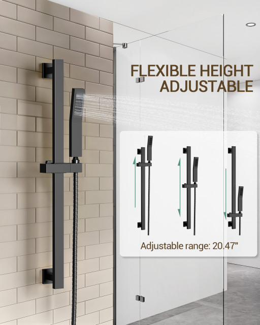 10" Pressure Balancing 2-Function Slide Bar Shower System, Included ...