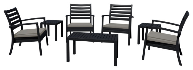 7-Piece Artemis XL Club Seating Set Black With Acrylic Fabric Taupe ...