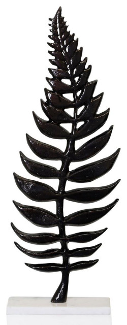 Standing Leaf Decorative Object or Figurine, Antique Gold/White ...