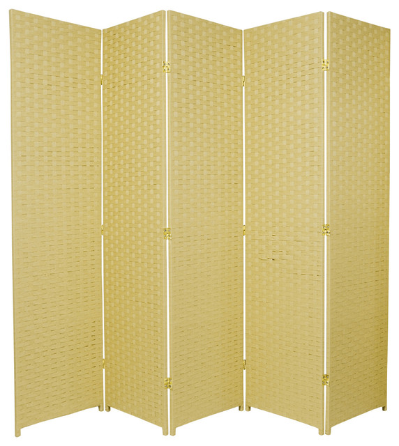 6' Tall Woven Fiber Room Divider, PARENT, 5 Panels - Tropical - Screens ...