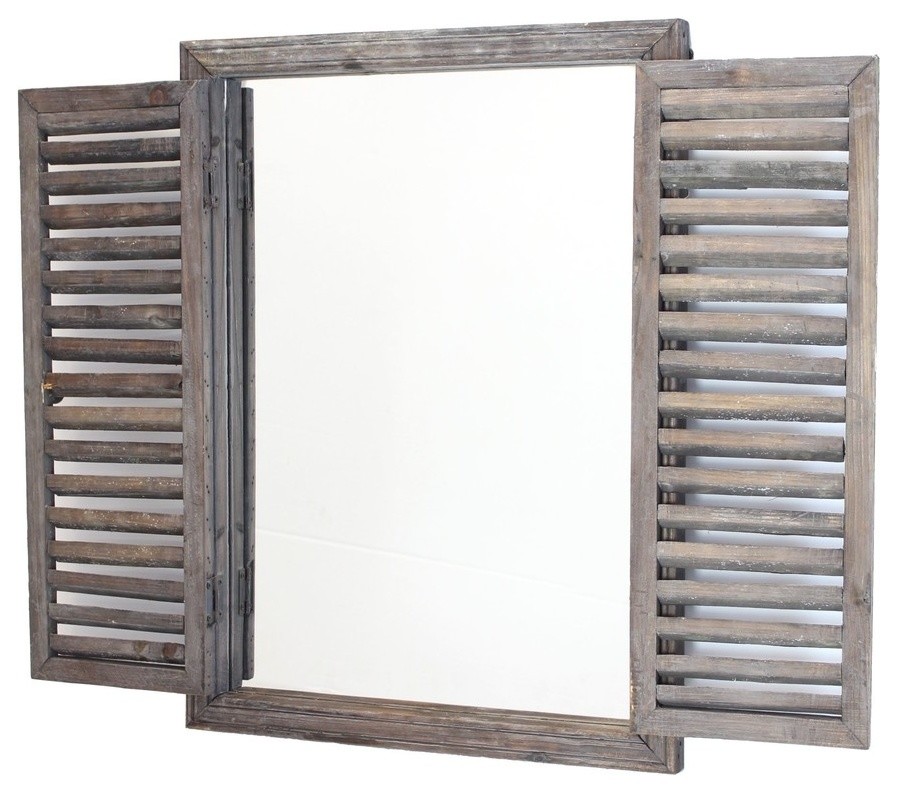 Rusic Shuttered Mirror With Wooden Frame - Farmhouse - Wall Mirrors ...